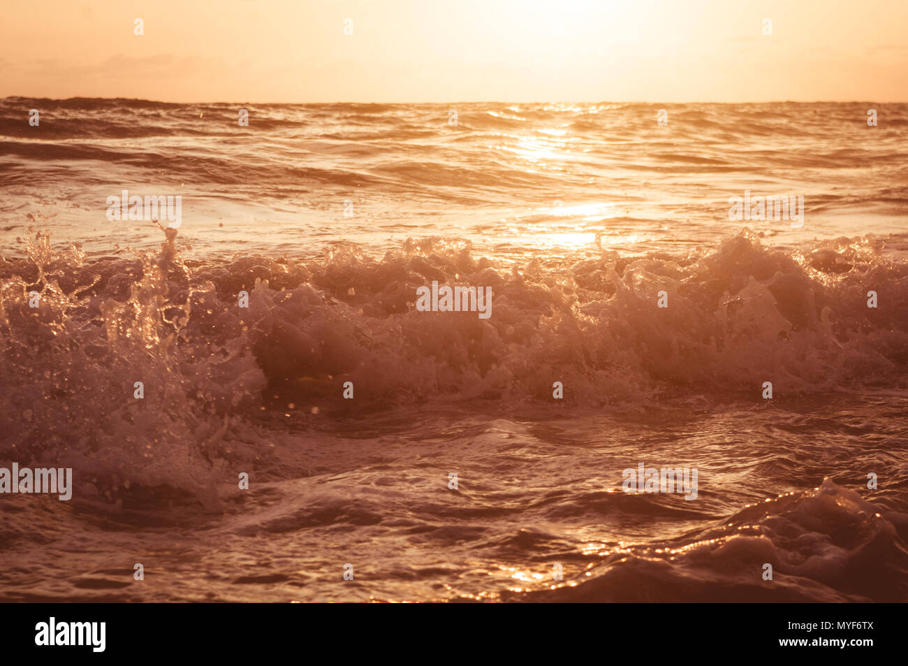 Summer sea sunset, the sun, waves and clouds, beautiful dramatic ...