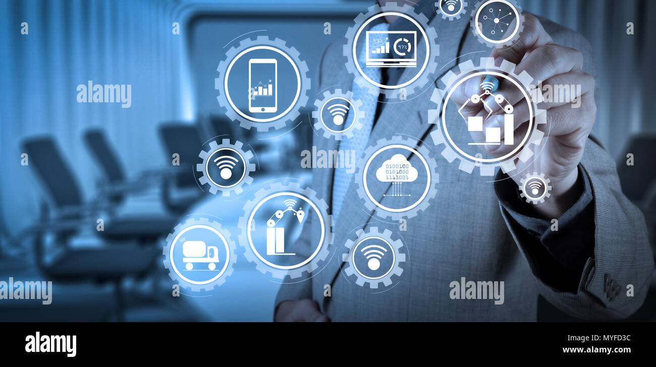 Smart factory and industry 4.0 and connected production robots ...