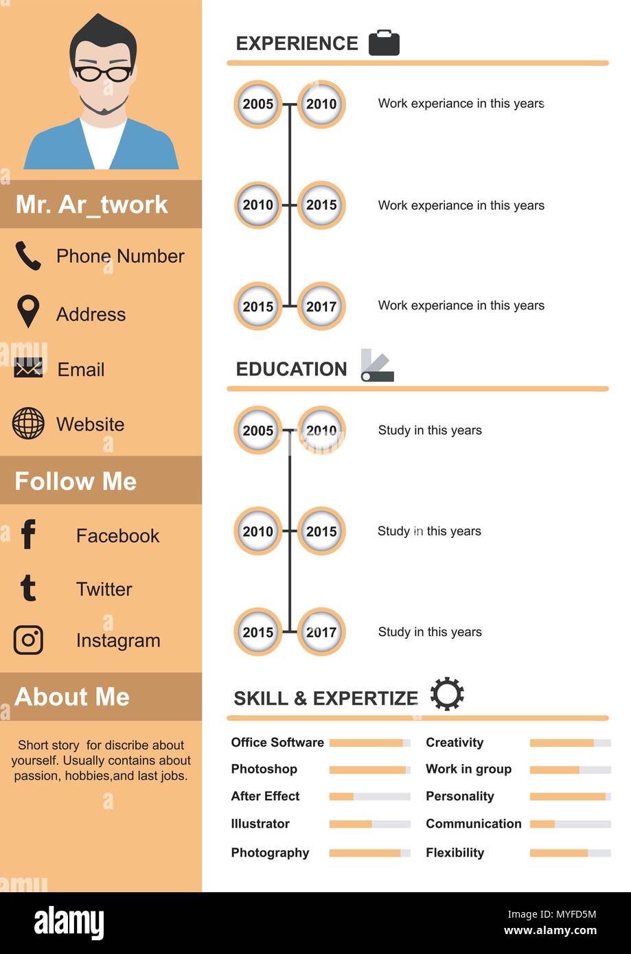 vector design of resume template Stock Vector Image & Art - Alamy