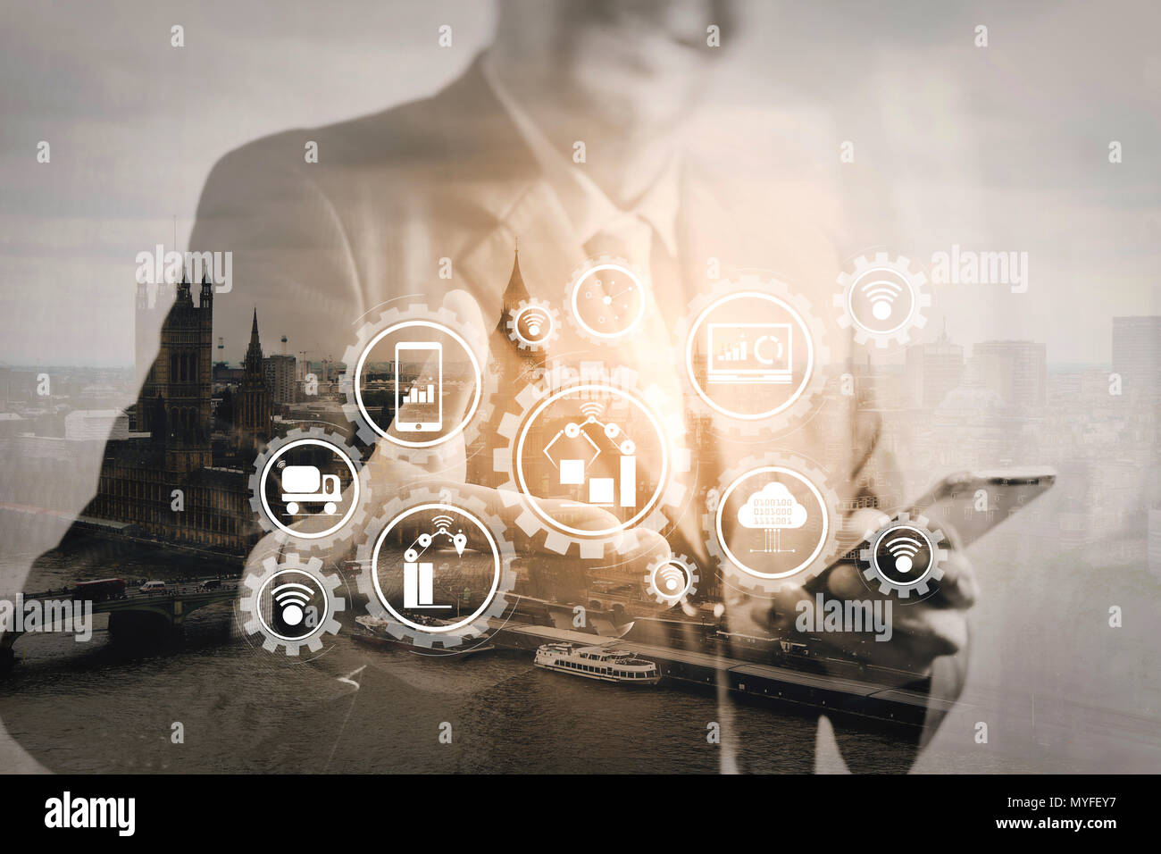 Smart factory and industry 4.0 and connected production robots ...