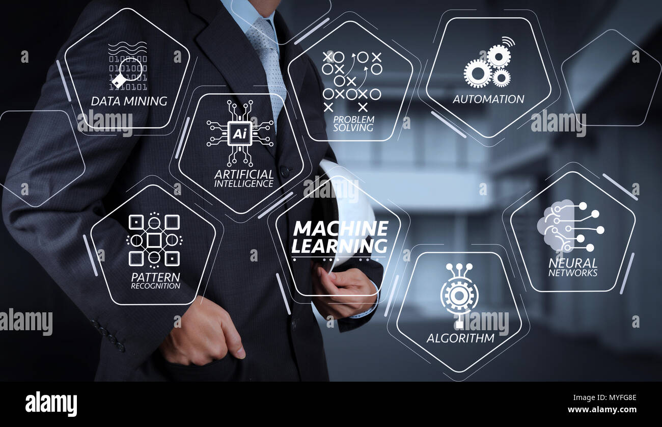 Machine learning technology diagram with artificial intelligence (AI),neural network,automation ...
