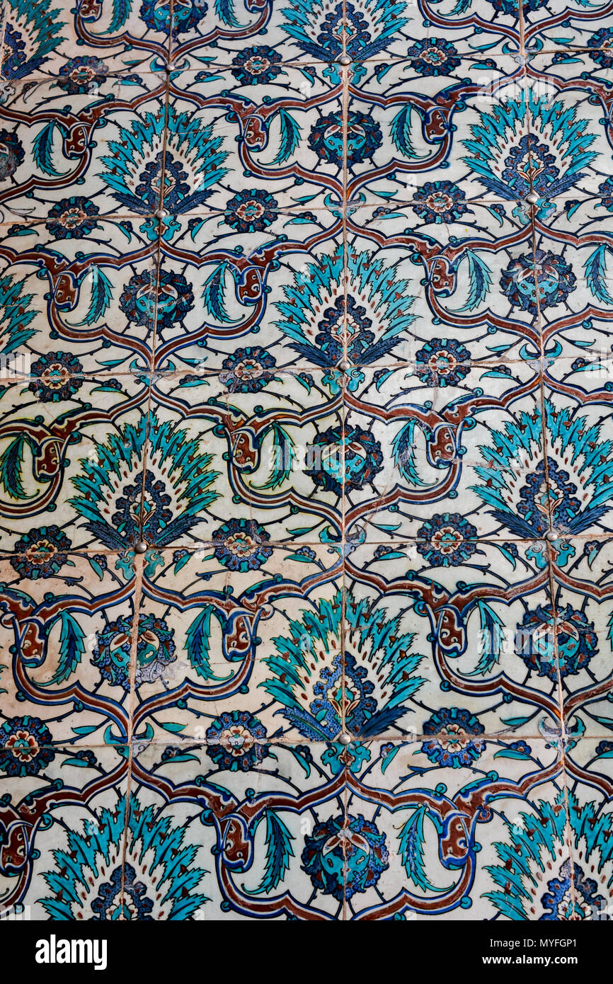 Ottoman ancient Handmade Turkish Tiles with floral patterns Stock Photo ...
