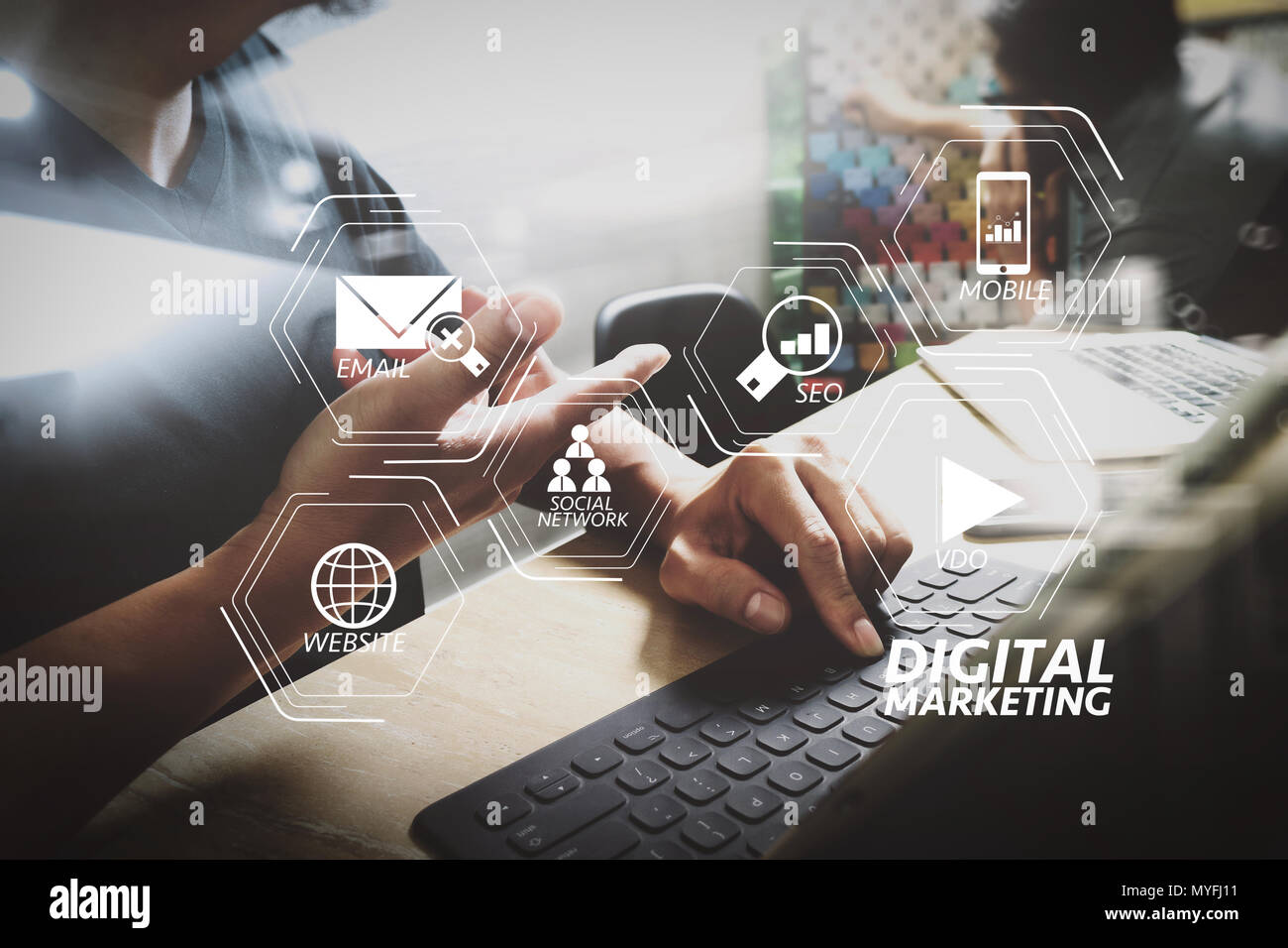 Digital marketing media (website ad, email, social network, SEO, video ...