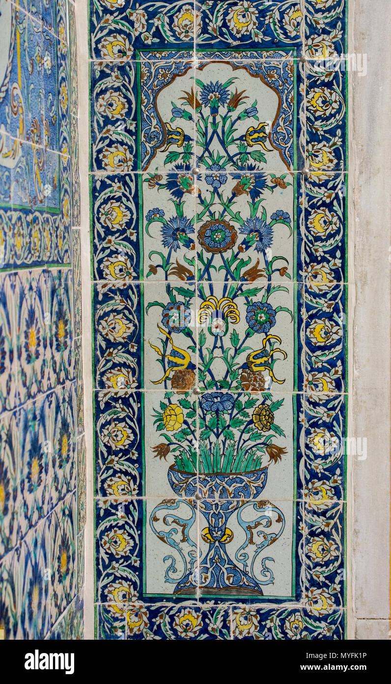 Ottoman ancient Handmade Turkish Tiles with floral patterns Stock Photo ...