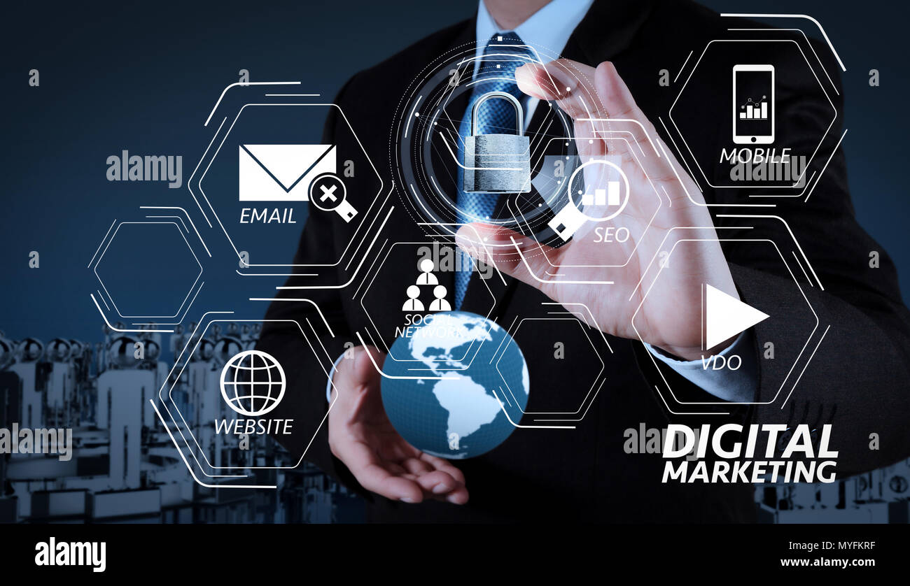 Digital marketing media (website ad, email, social network, SEO, video ... Digital marketing media (website ad, email, social network, SEO, video ...