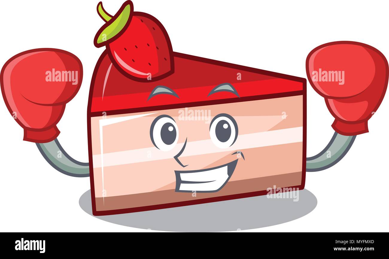 Boxing strawberry cake character cartoon Stock Vector Image & Art - Alamy