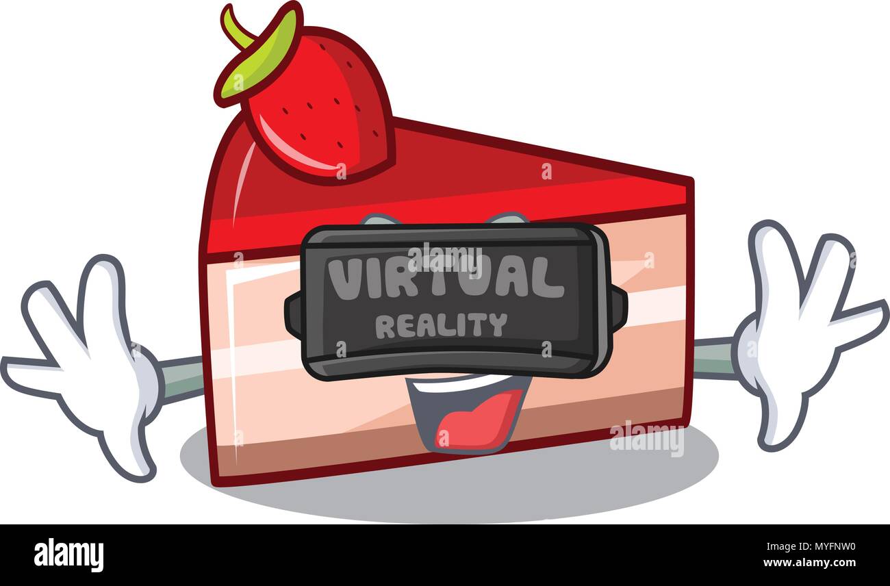 Virtual reality strawberry cake mascot cartoon Stock Vector Image & Art ...