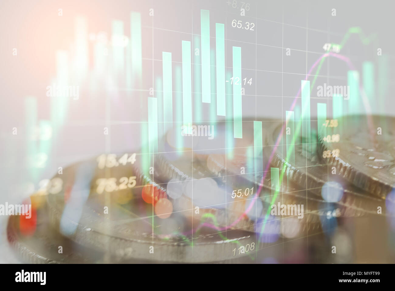 Index graph of stock market financial indicator analysis on LED ...