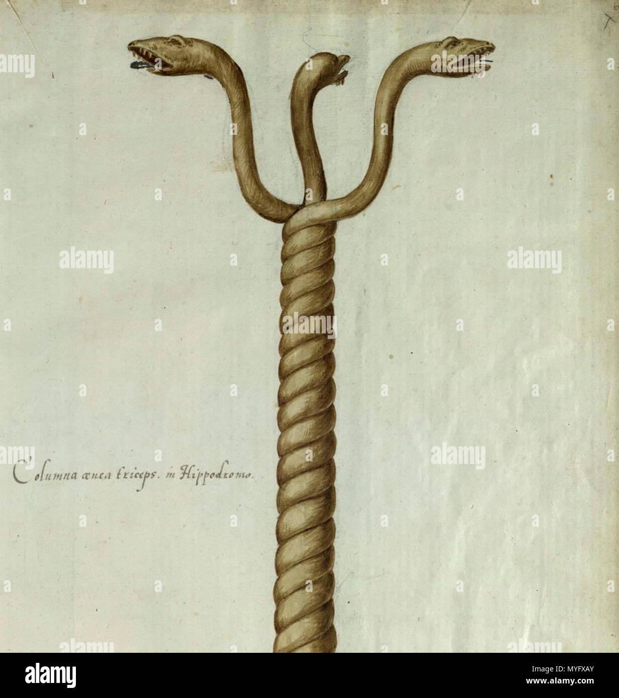 . English: The Serpent Column in Istanbul, detail showing the three ...