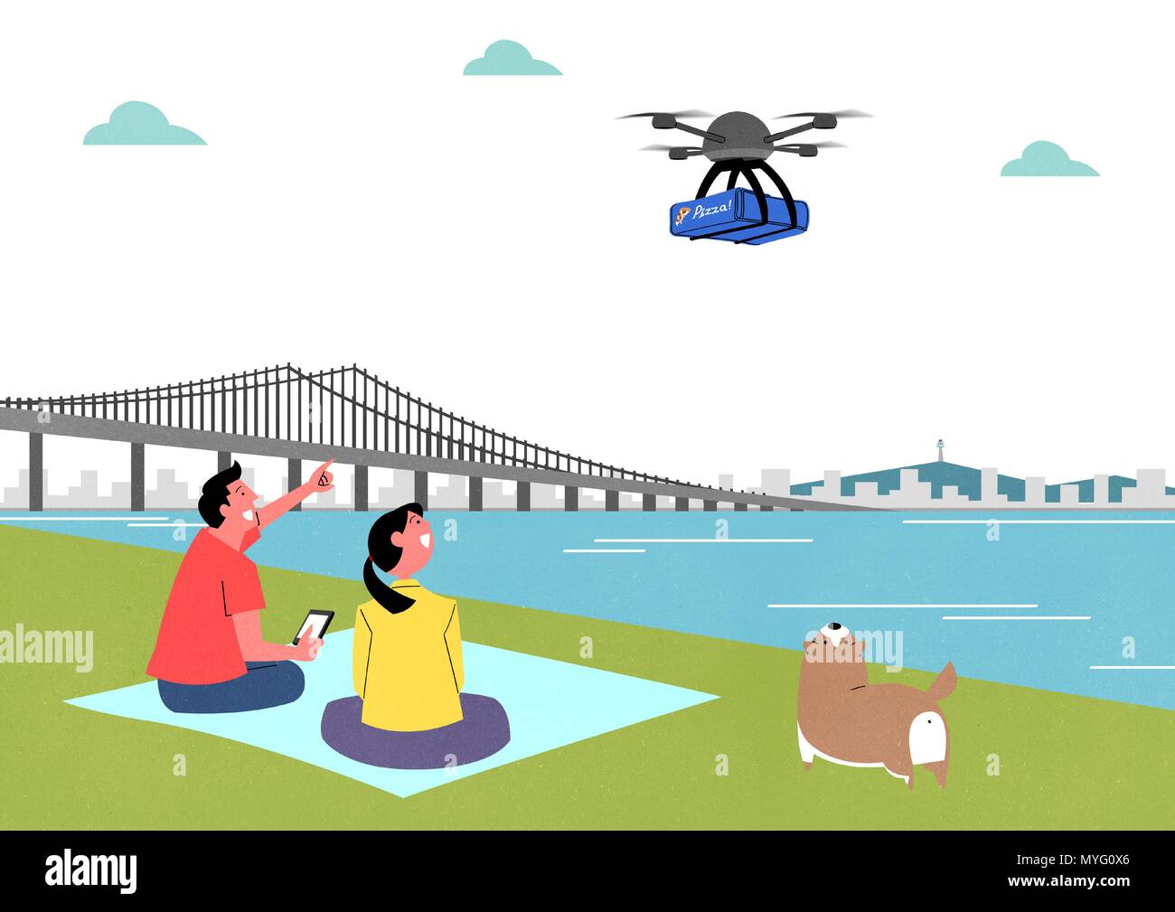 City of the future, Artificial Intelligence and daily life concept ...