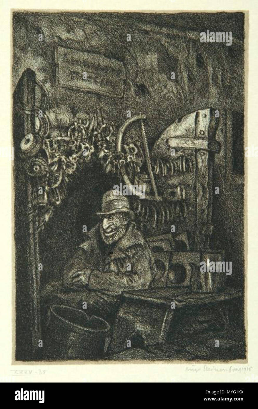 Aron Wassertrum, page 8 from the book Der Golem, illustrated by Hugo ...