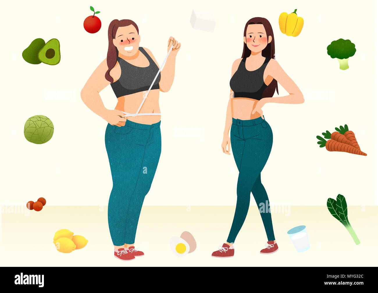 Woman two apples Stock Vector Images - Alamy