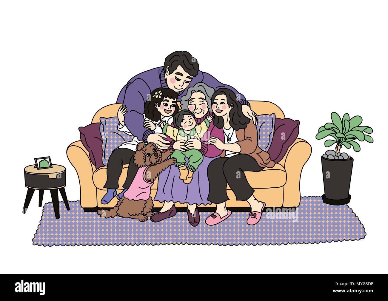 Asian mom daughter hug Stock Vector Images - Alamy