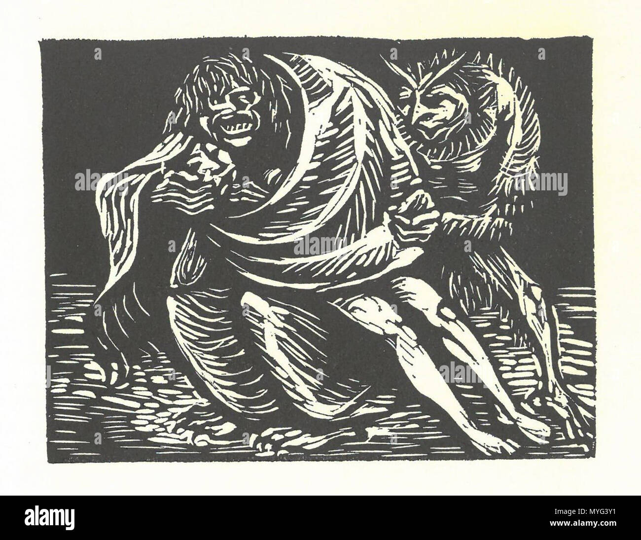 . Deutsch: 3. Holzschnitt aus dem Buch 'Walpurgisnacht' mit ...