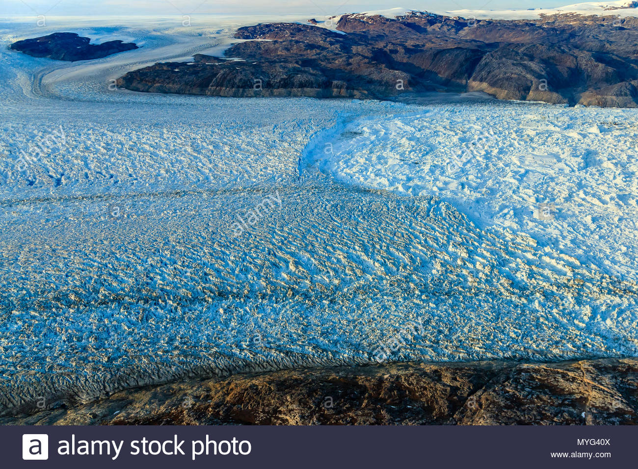Aerial Photo of the Helheim Glacier and Greenland Icesheet Stock Photo ...