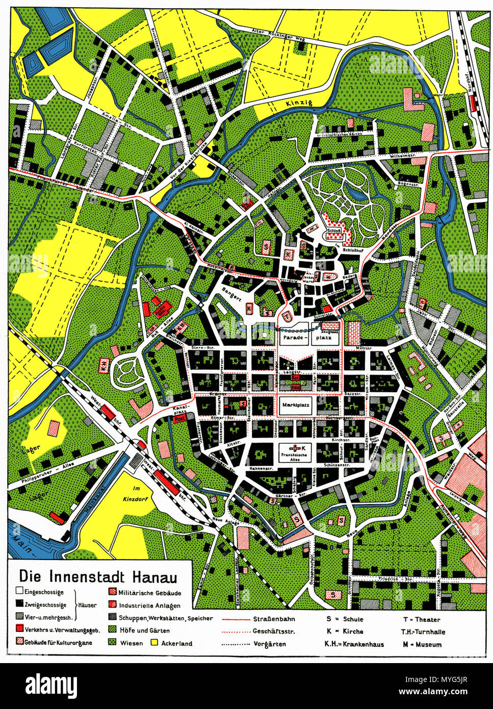 . Karte der Stadt Hanau aus dem Jahre 1932 . 1932. Vermutl. Gustav Wolf ...