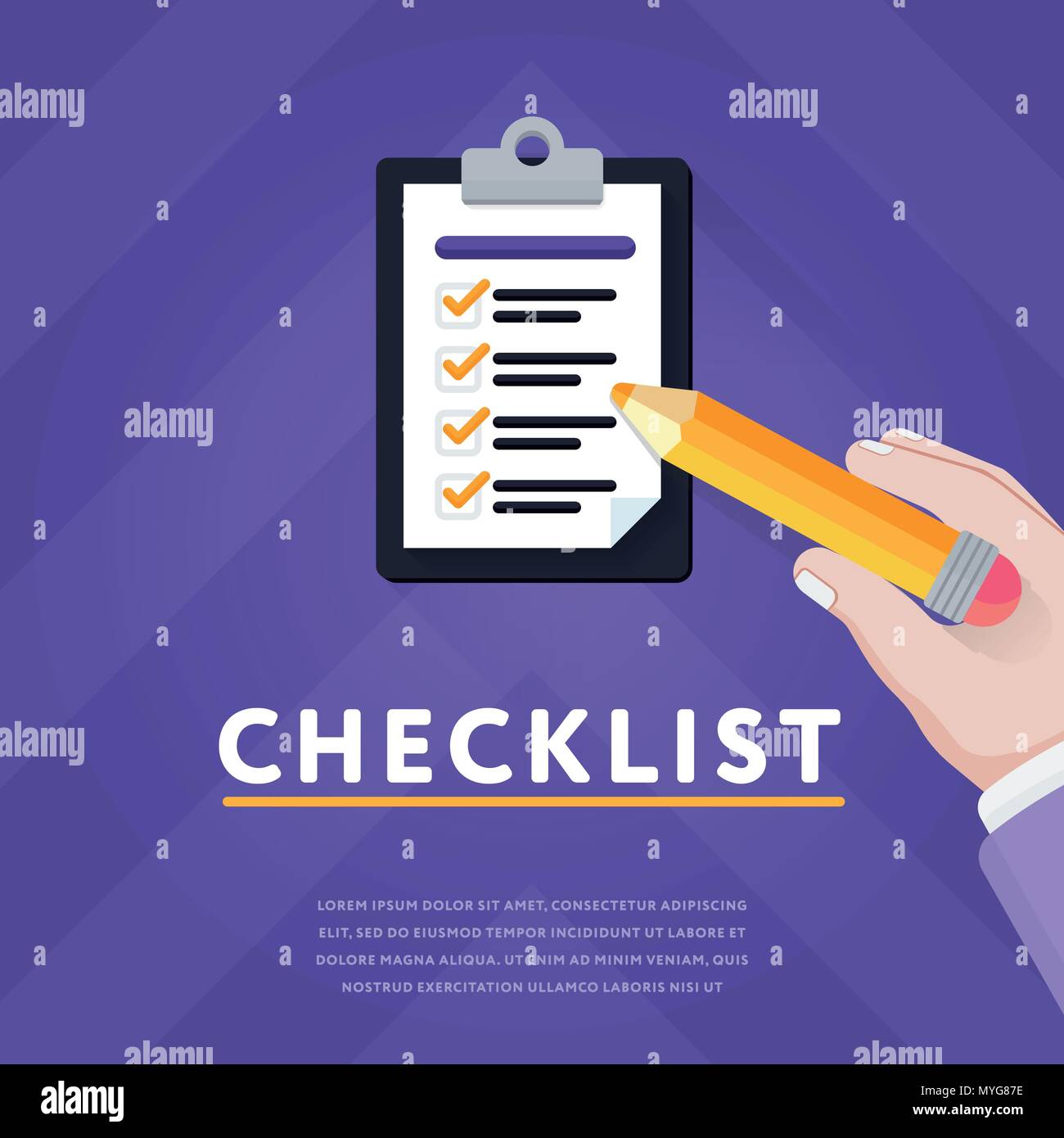 Colorful vector with clipboard and checklist Stock Vector Image & Art ...