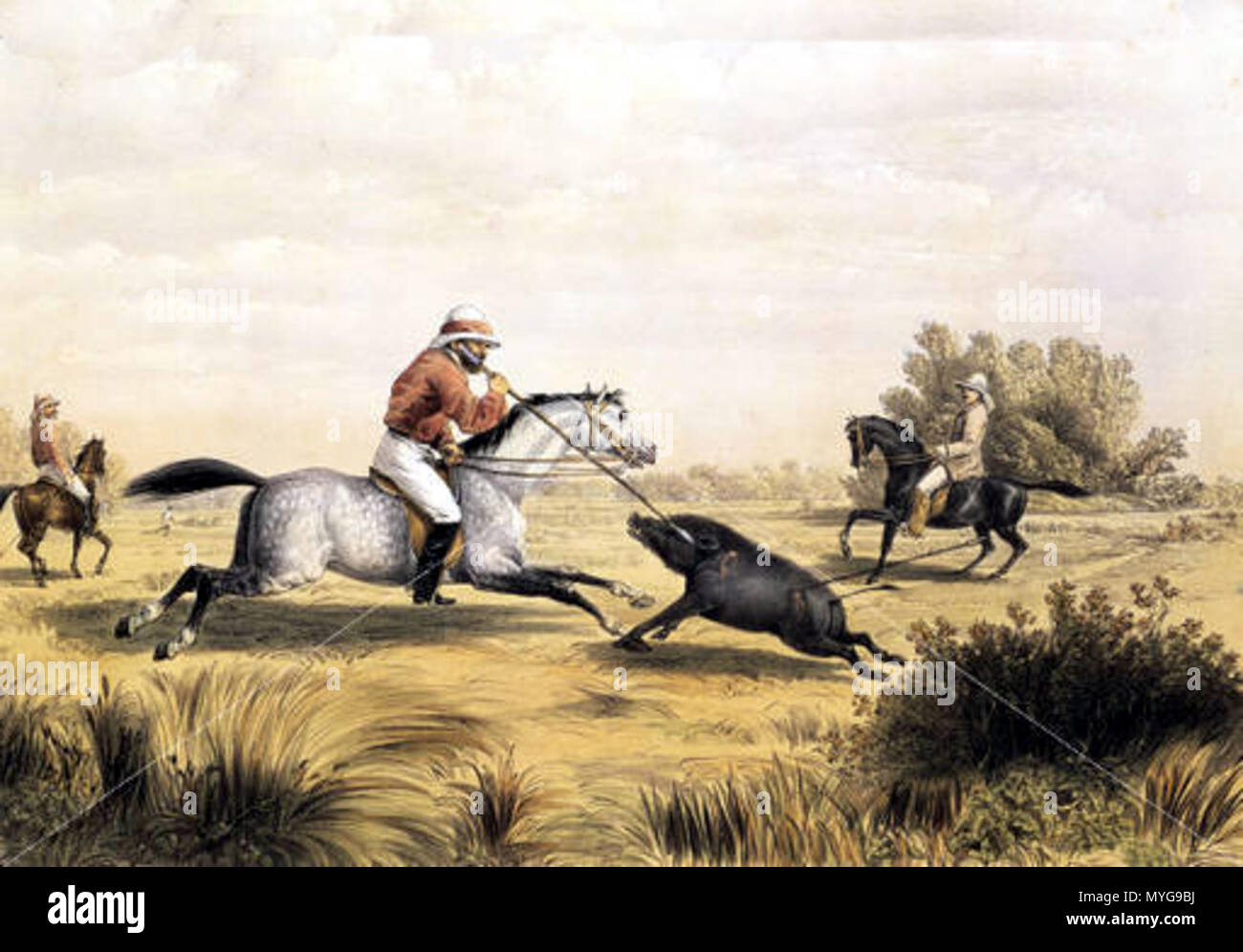 English: The Charge', 1861. Artist: Day & Son - Hog Hunting in Bengal ...