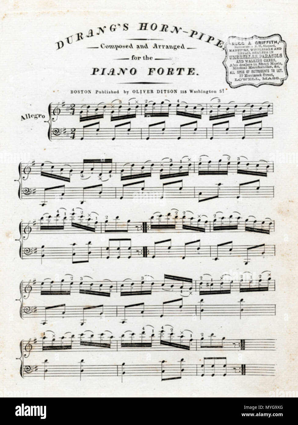 . Sheet music published by Oliver Ditson, Boston . 19th century. Ditson ...