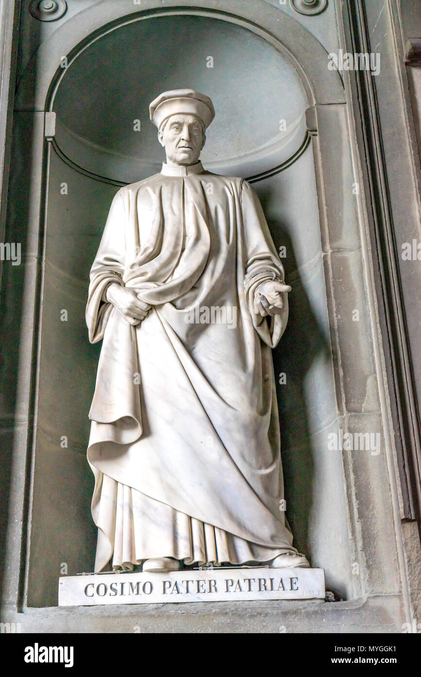 Cosimo Medici Father Medici Clan Statue Uffizi Gallery Florence Italy ...