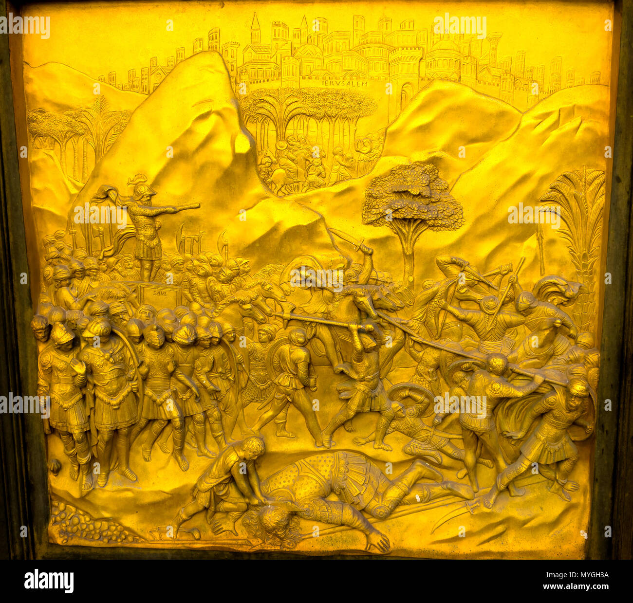 David and Goliath Gates of Paradise Ghiberti Bronze Door Bapistry Duomo ...