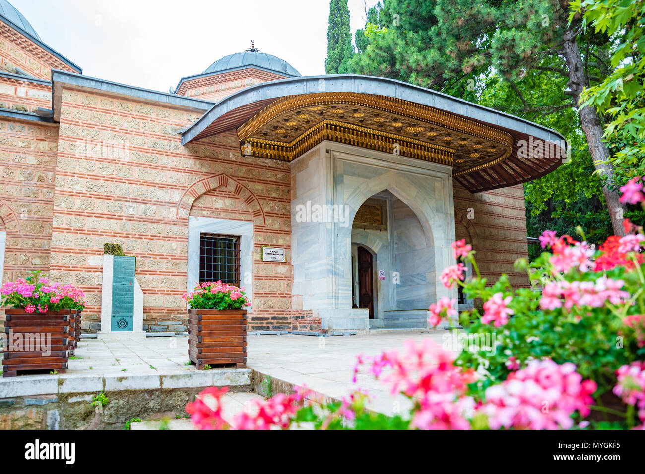 Exterior view of Sultan Murad II tomb,mausoleum at Muradiye complex or ...