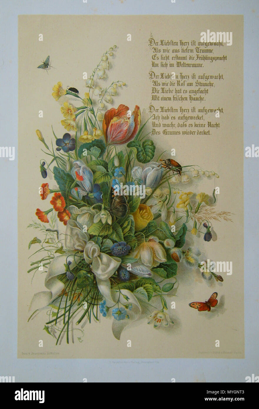 . English: Color lithography from 'Liebesfrühling' by Friedrich Rückert ...