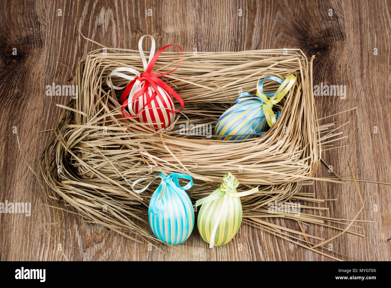 Decorated easter eggs ribbons hi-res stock photography and images - Alamy