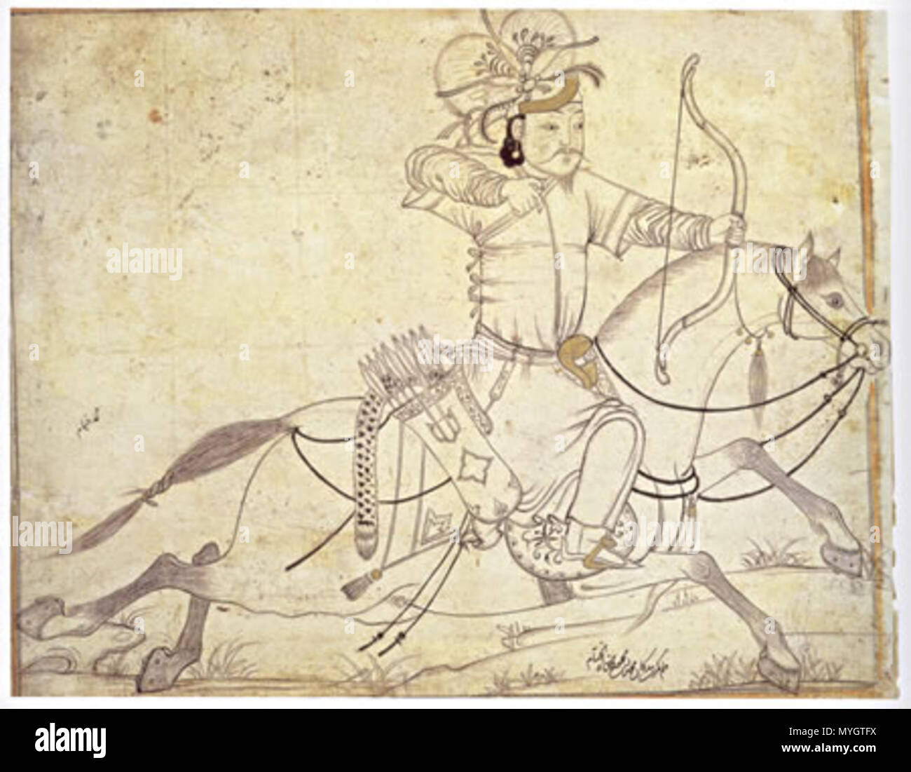 . A Timurid drawing of an Ilkhanid horse archer . 15th century ...