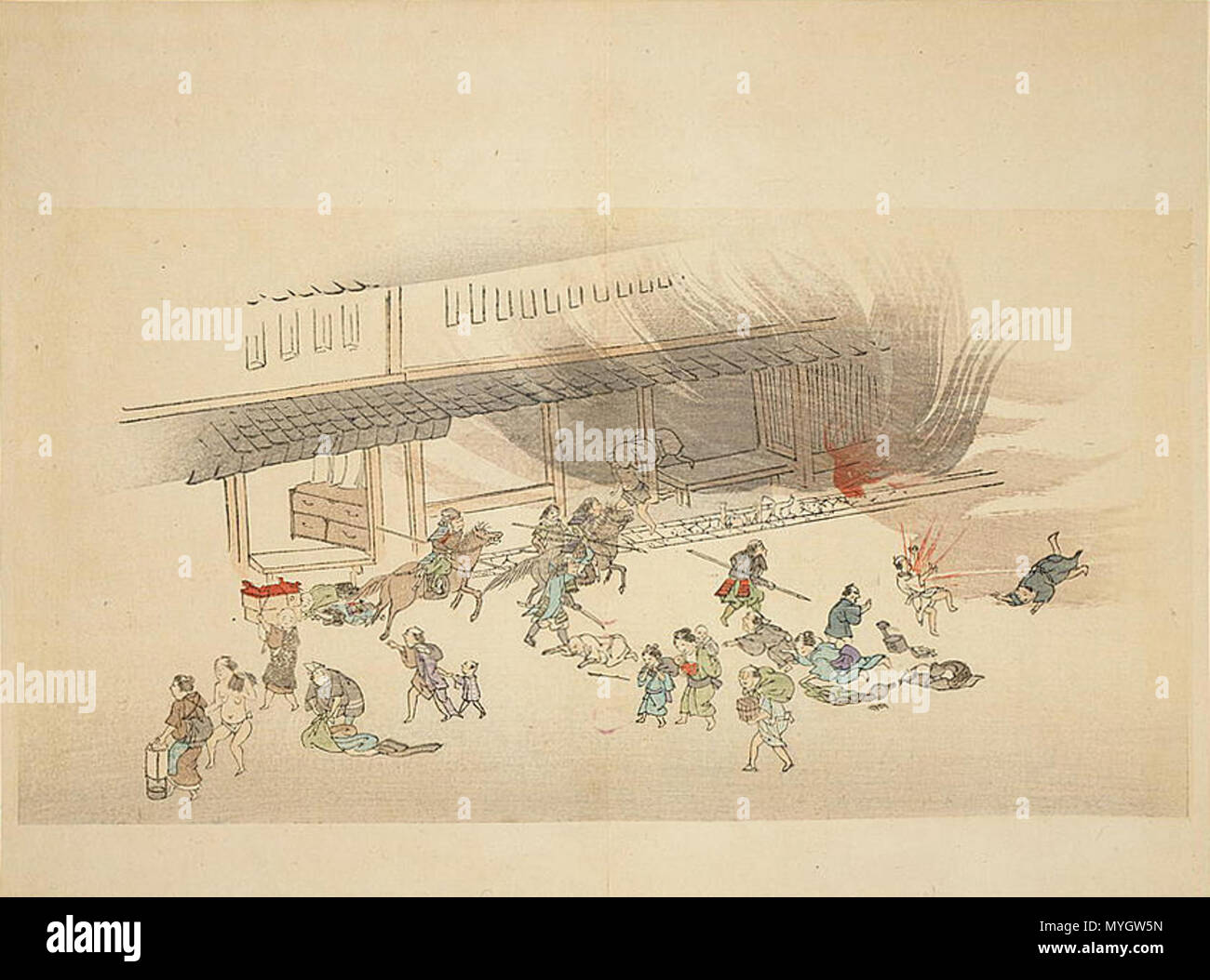 . 'Battle scene from the Hamaguri Gate Incident of 1864, Kyoto, Japan ...