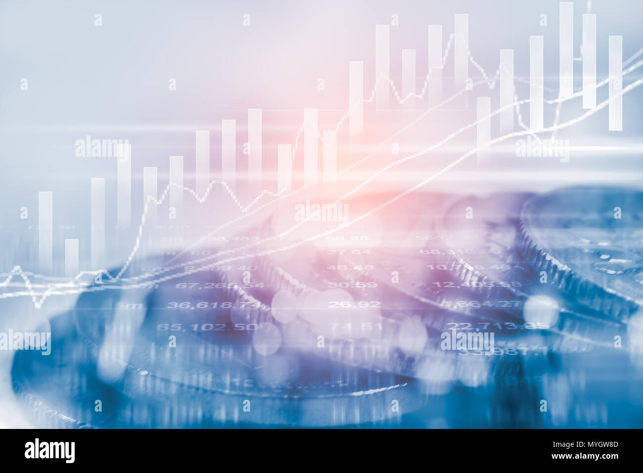 Index graph of stock market financial indicator analysis on LED ...