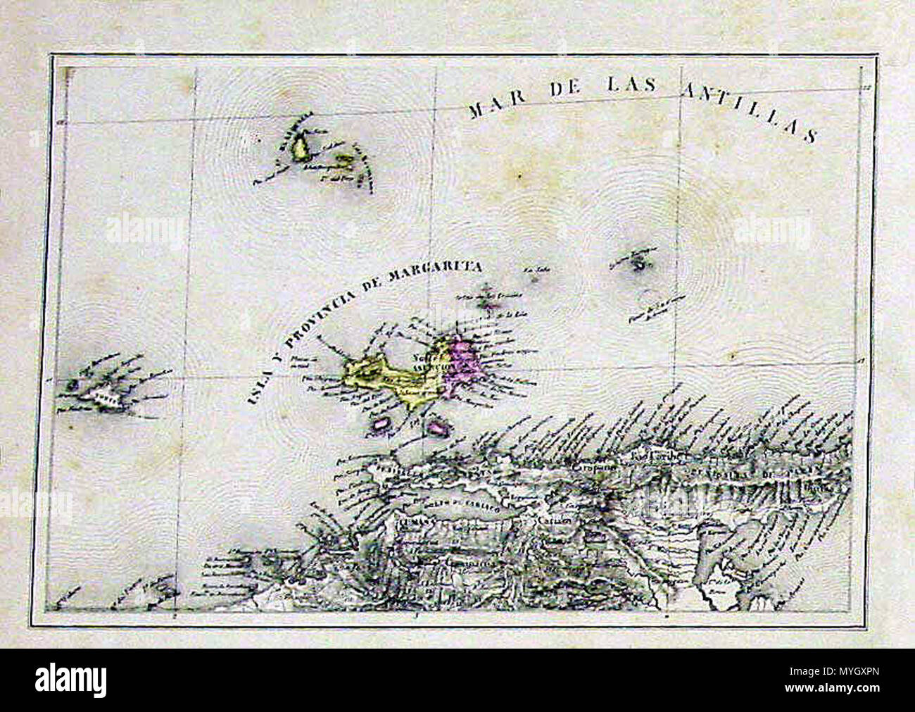 . map of Isla Margarita, Venezuela . 1840. Agustín Codazzi 260 Isla-de ...