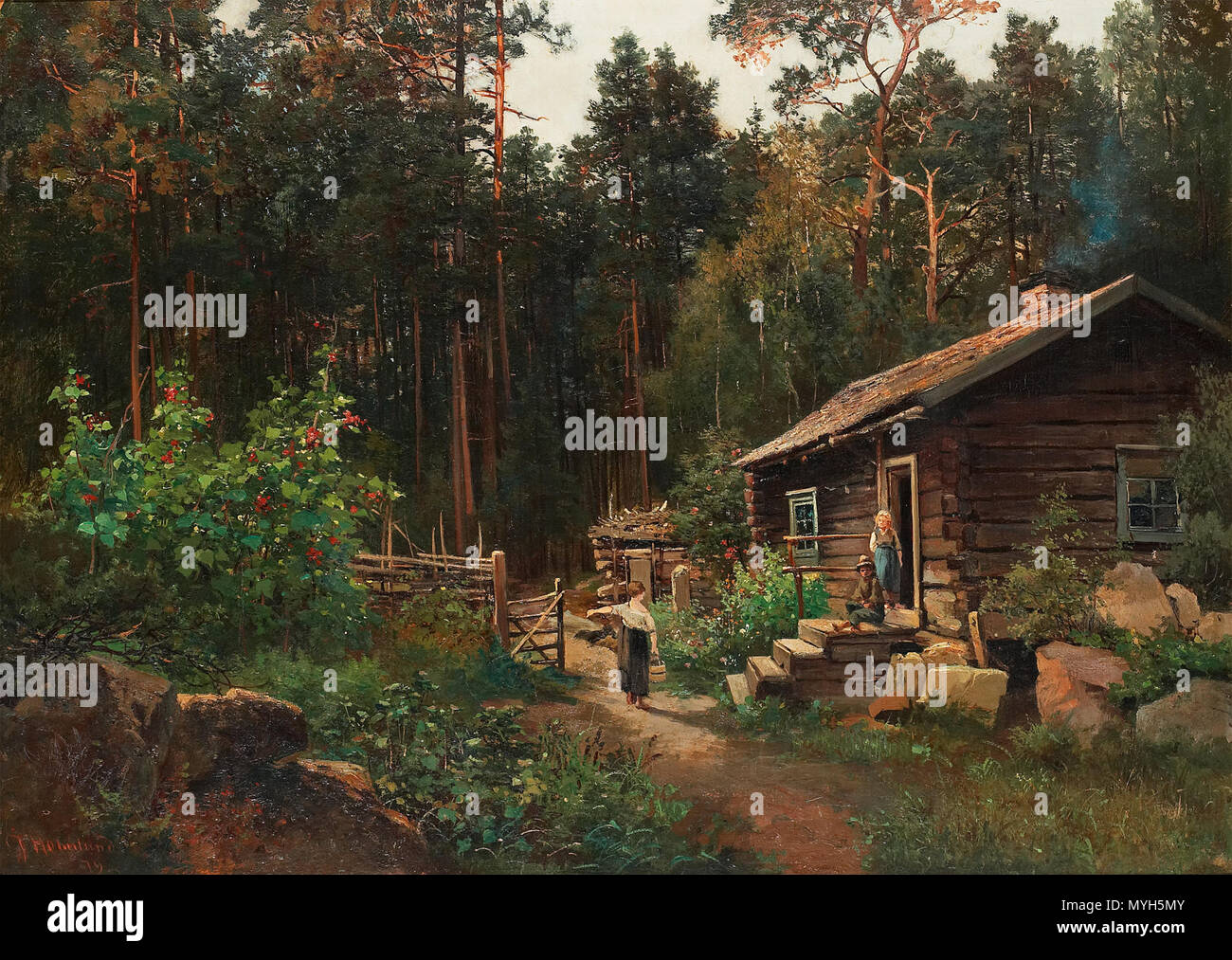 . Swedish: Stuga vid skogsbryn . 1879 282 Josefina Holmlund - Stuga vid ...
