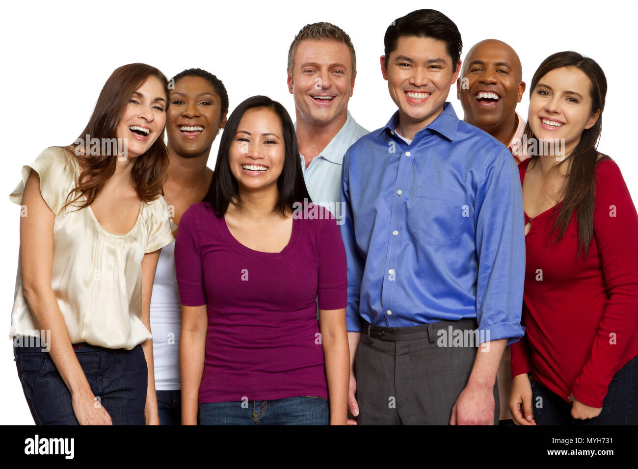 Diverse group of people talking and laughing Stock Photo - Alamy