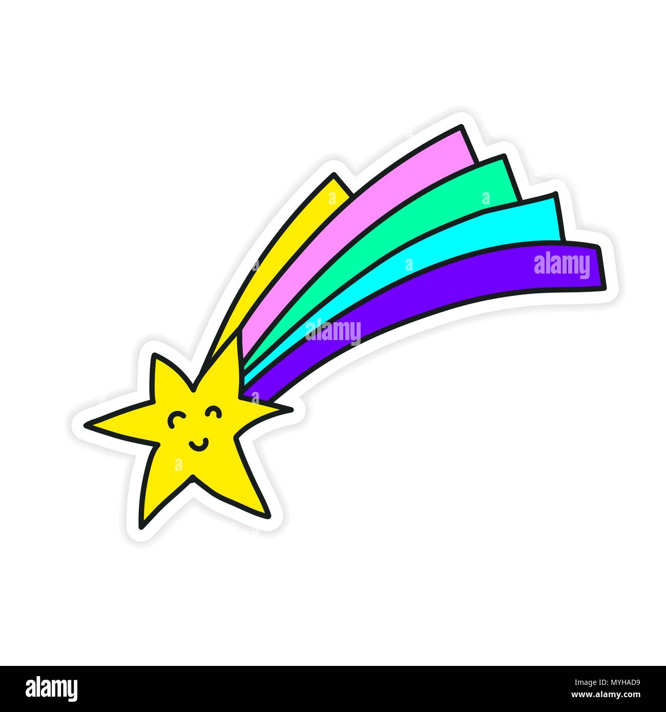 Little Funny shooting star Vector Sticker. Cute illustration. Fashion ...