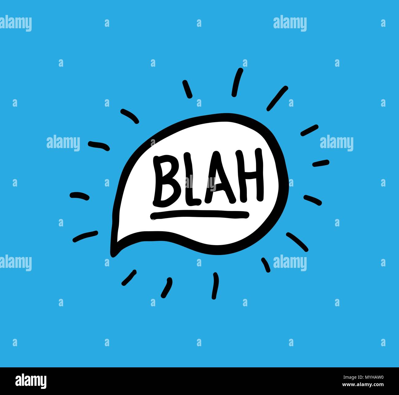 Blah Vector doodle hand written word calligraphy in a shiny speech ...