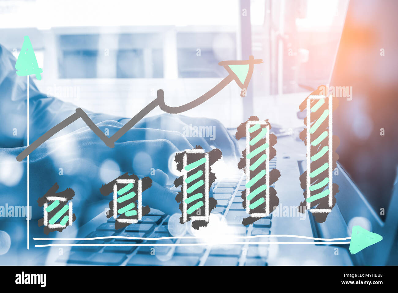 Index graph of stock market financial indicator analysis on LED ...