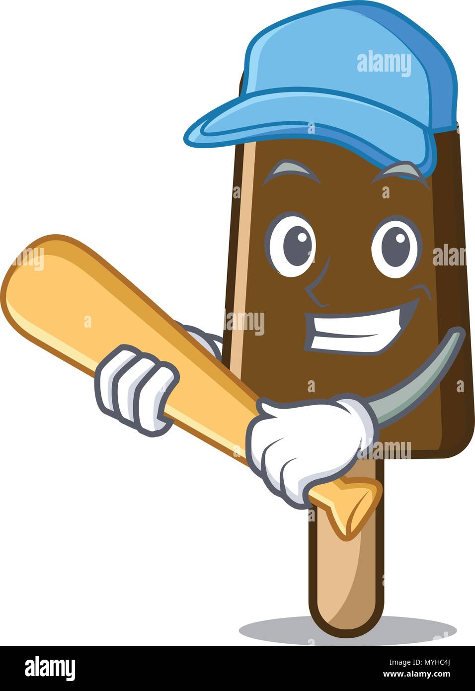 Playing baseball chocolate ice cream character cartoon Stock Vector ...