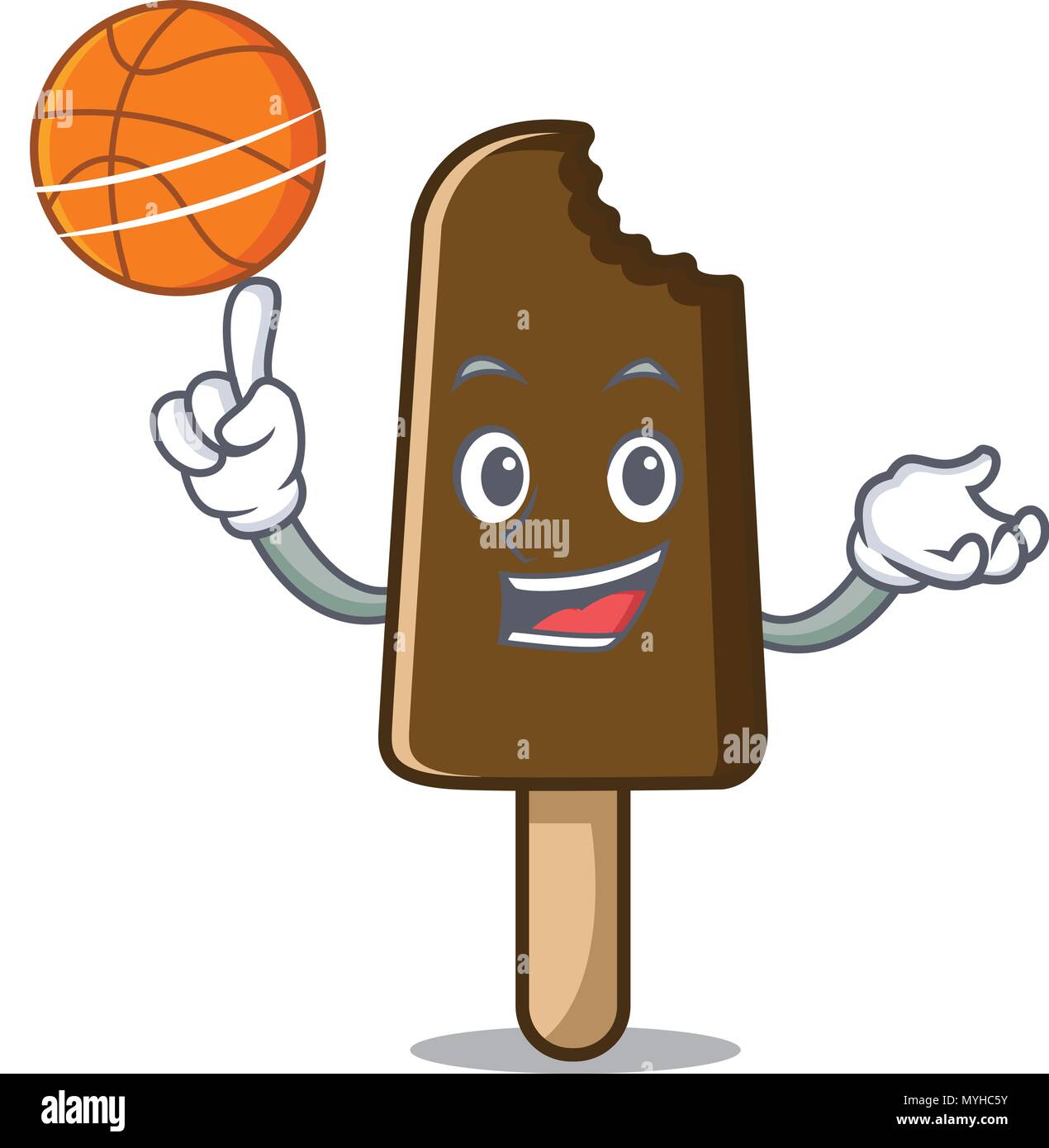 With basketball chocolate ice cream character cartoon Stock Vector ...