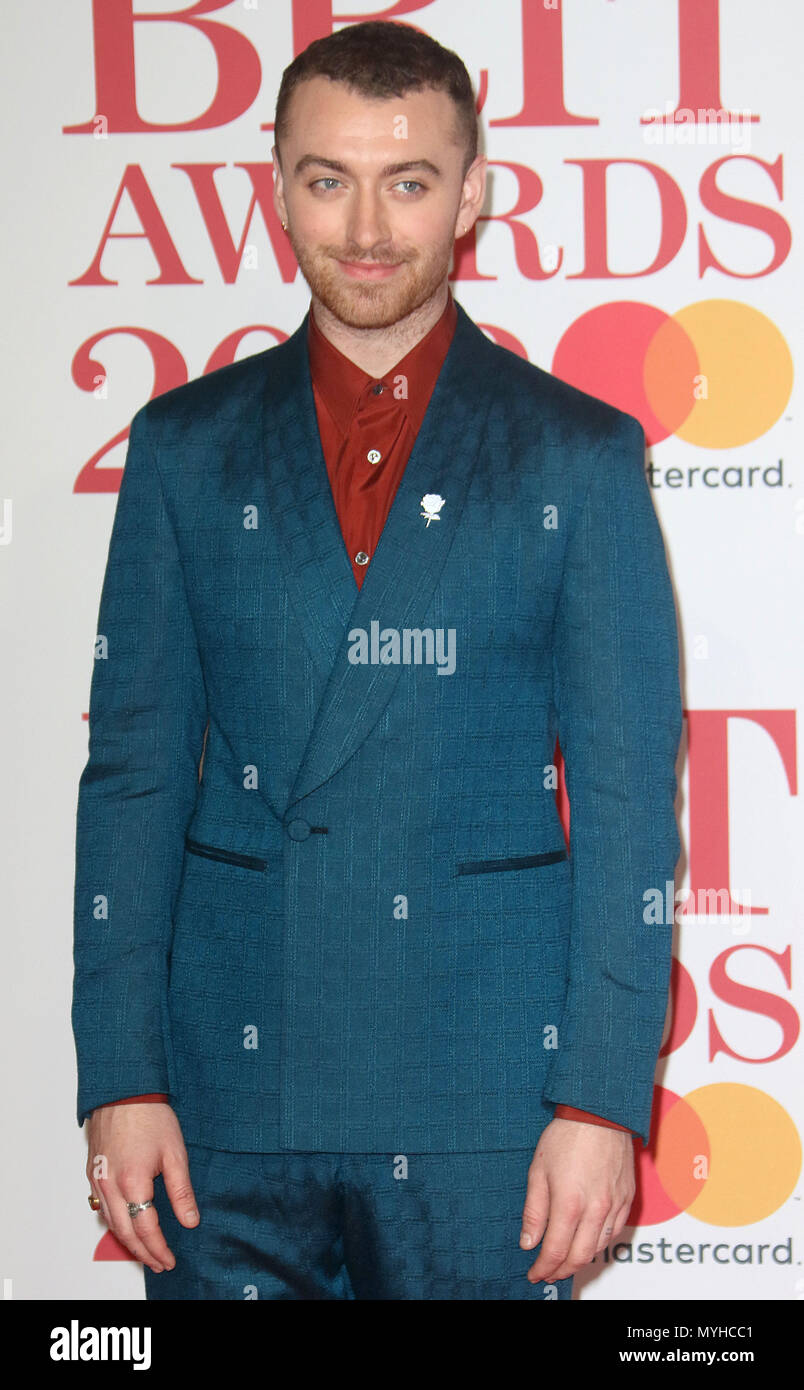 Feb 21, 2018 - Sam Smith attending the BRITS Awards 2018 at O2 Arena in ...