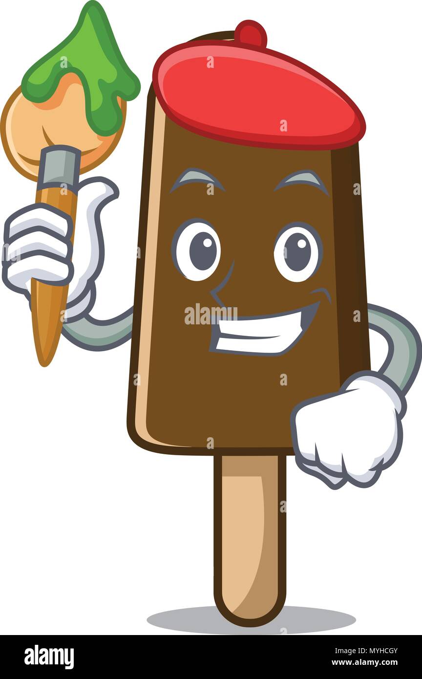 Artist chocolate ice cream character cartoon Stock Vector Image & Art ...