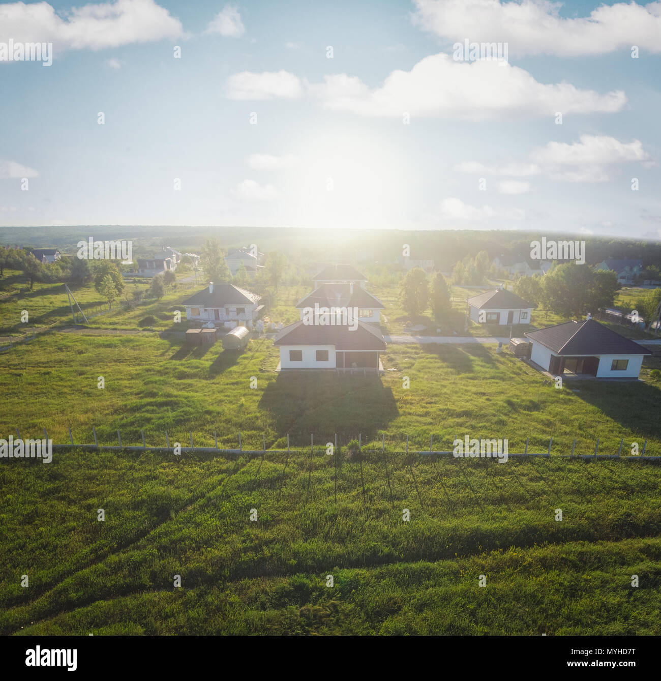 Townhouse top view. Country housing. House in nature Stock Photo - Alamy