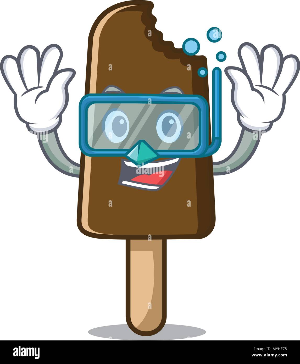 Diving chocolate ice cream character cartoon Stock Vector Image & Art ...