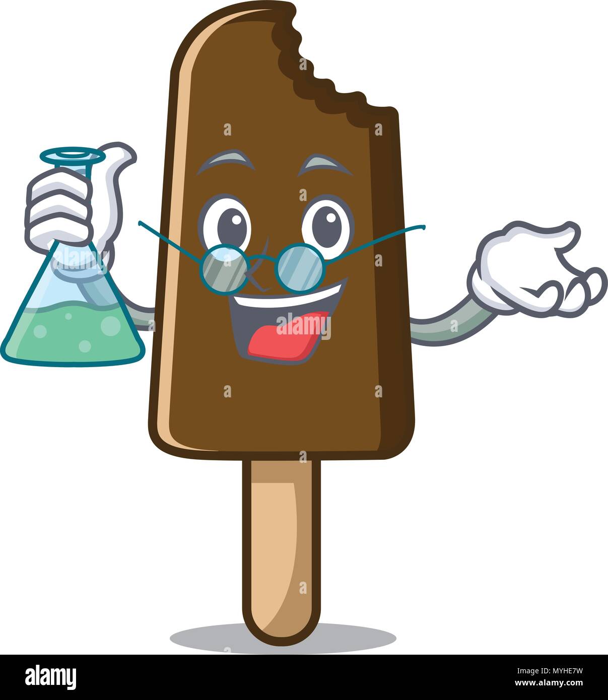 Professor chocolate ice cream character cartoon Stock Vector Image ...