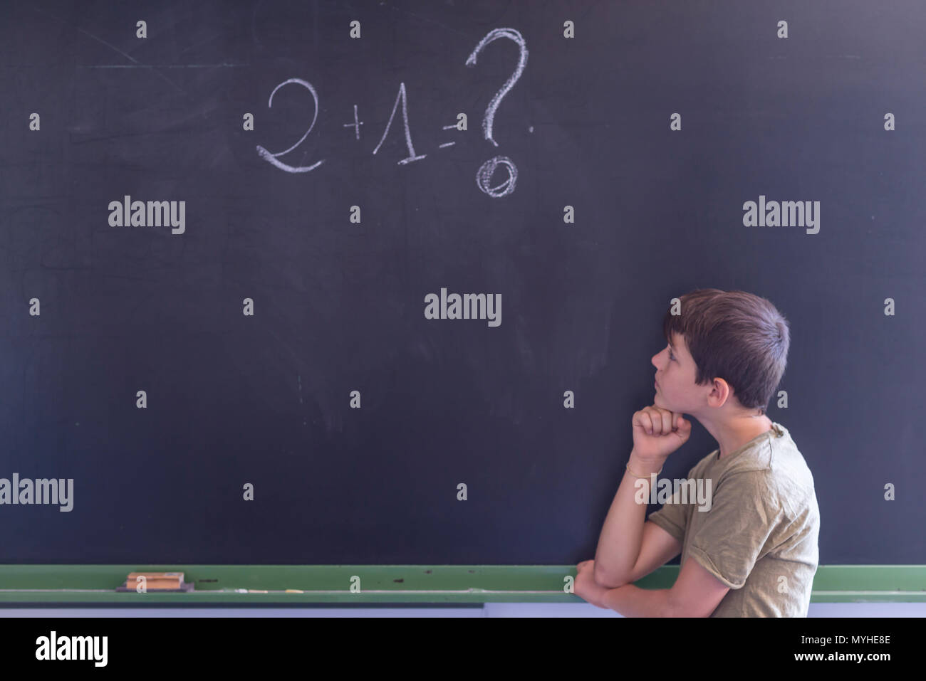 Child math problem blackboard hi-res stock photography and images - Alamy