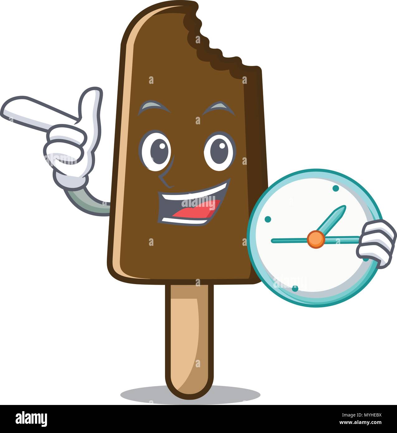 With clock chocolate ice cream character cartoon Stock Vector Image ...