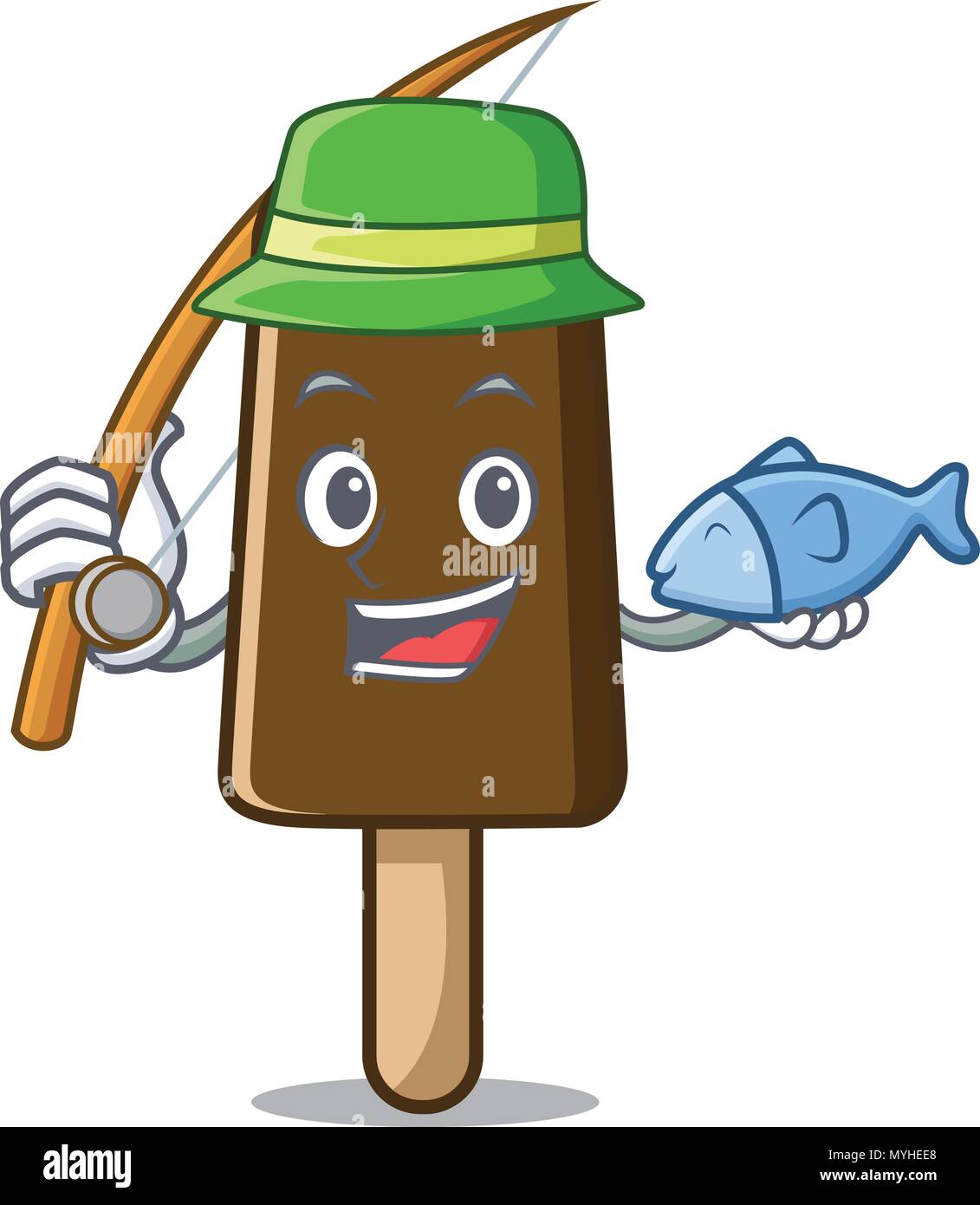 Fishing chocolate ice cream mascot cartoon Stock Vector Image & Art - Alamy