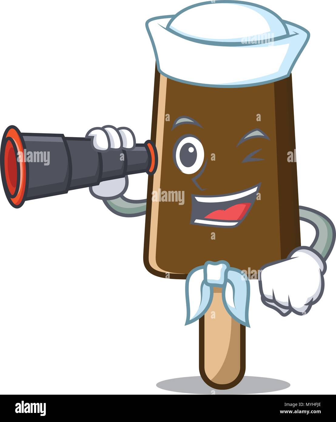 Sailor with binocular chocolate ice cream mascot cartoon Stock Vector ...
