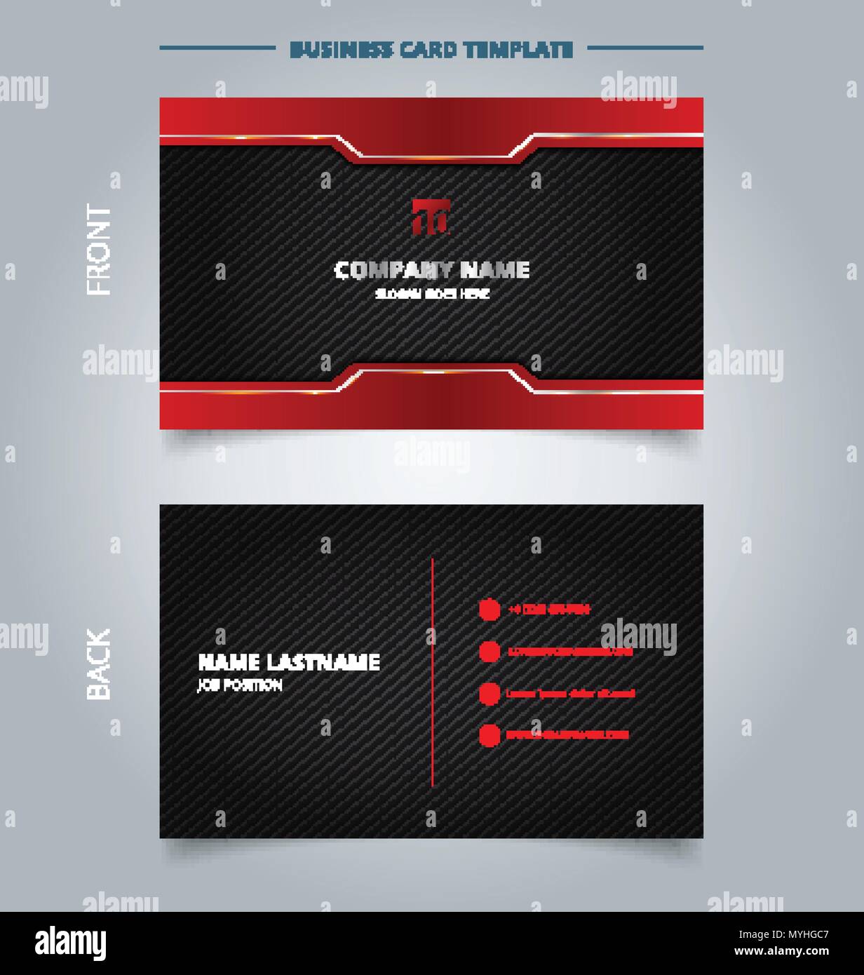Namecard template technology red and black pattern background. Vector ...