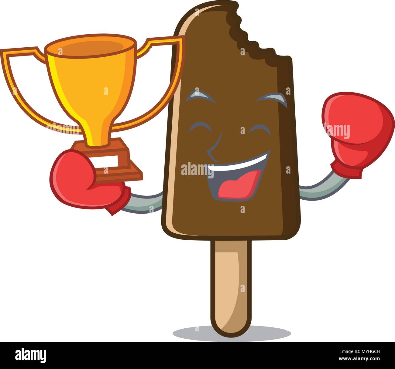Boxing winner chocolate ice cream mascot cartoon Stock Vector Image ...